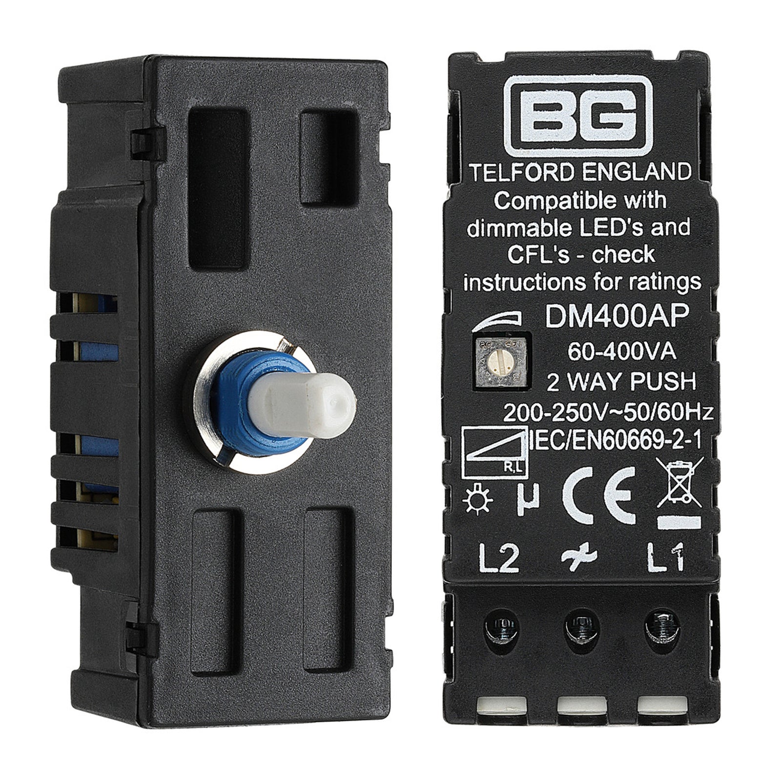 BG DM400AP Leading Edge LED Dimmer Module 2 Way Push On/Off Replacemen — Masterlec