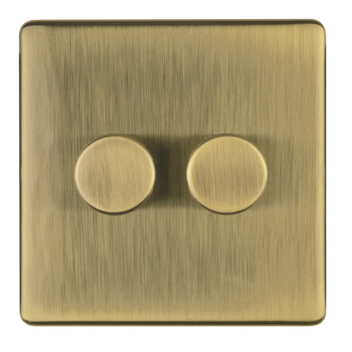 Antique Brass Screwless Double Dimmer Light Switch Flat Concealed Plat ...