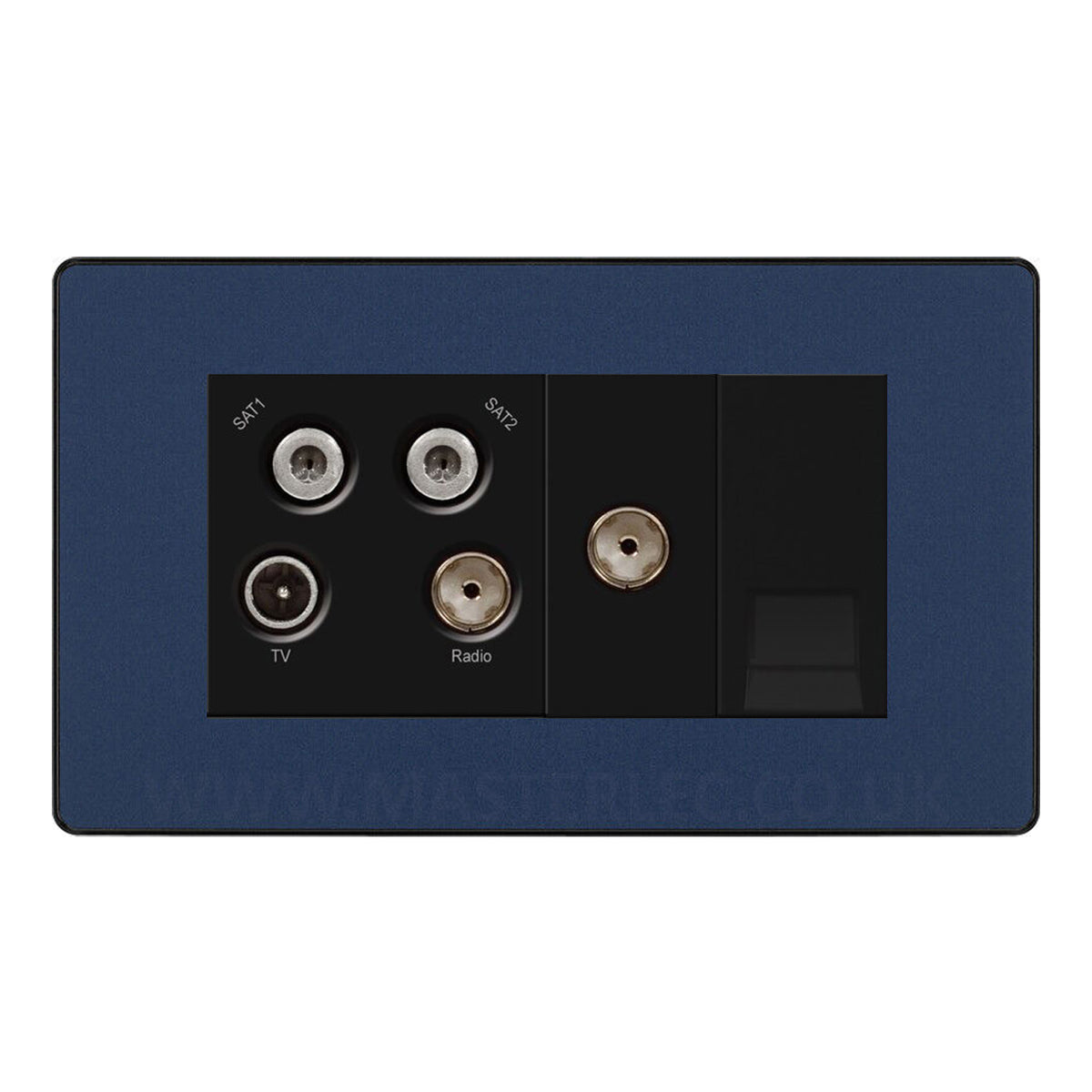 BG Evolve Matt Blue Screwless Quadplex TV/FM/SAT (x2) + Return & 1 Gan ...