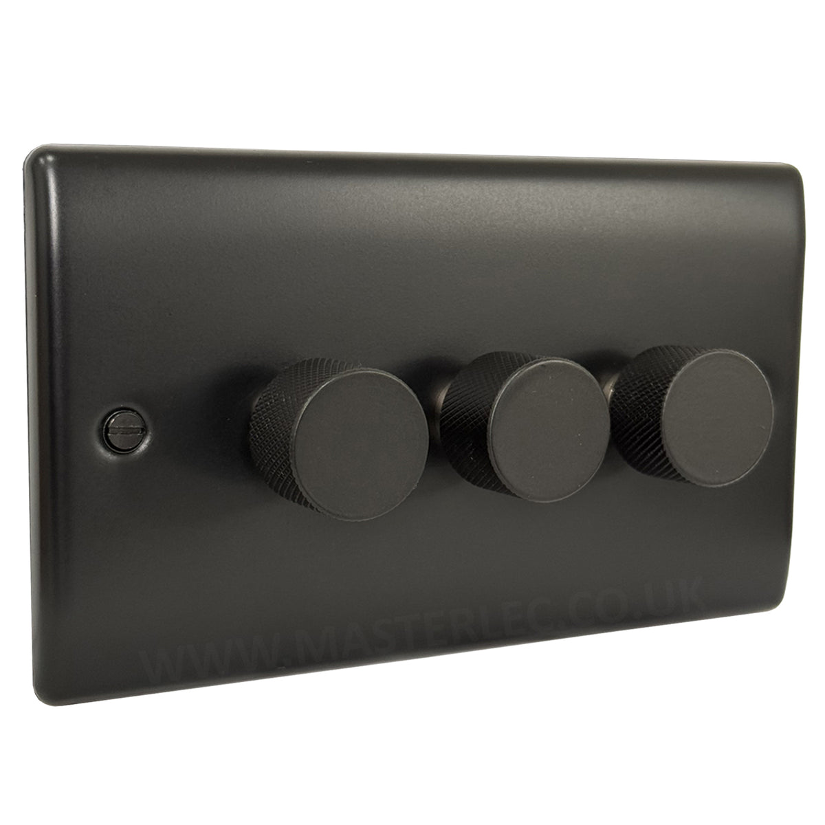Matt Black 3 Gang Knurled Dimmer Switch with Matt Black Dimmer Knob ...