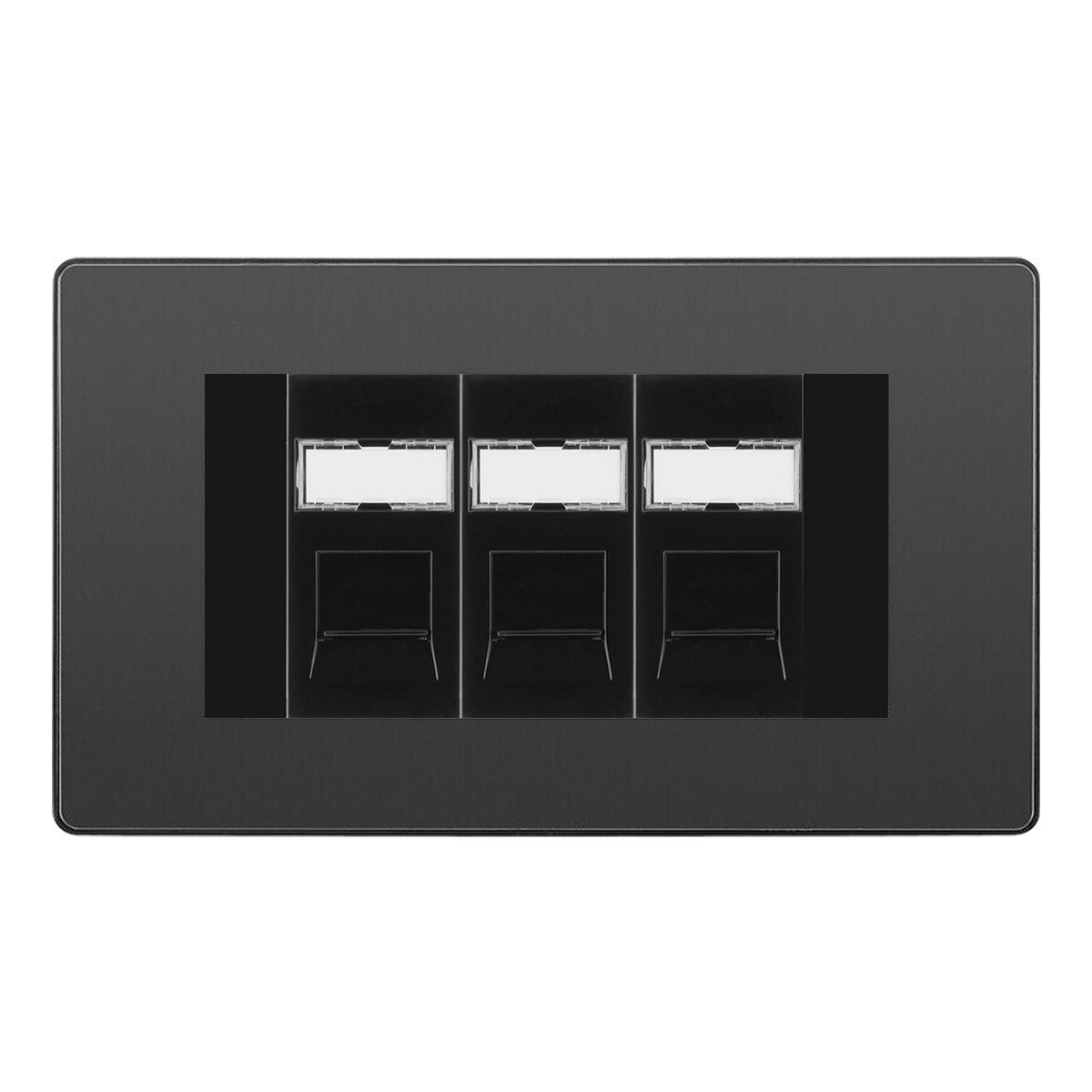 BG Evolve Black Chrome Screwless 3 Gang RJ45 Socket PCDBCRJ453B — Masterlec