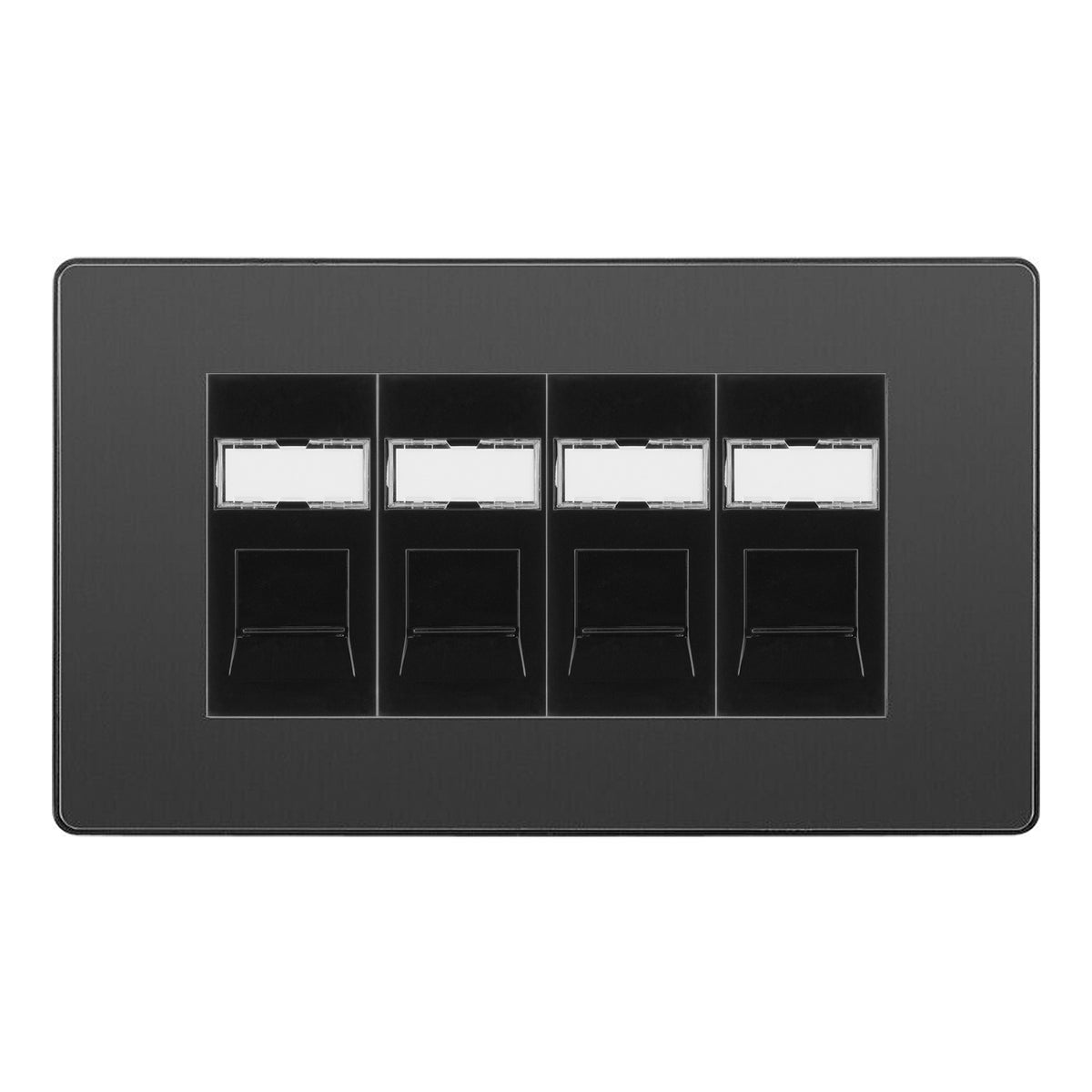 BG Evolve Black Chrome Screwless 4 Gang RJ45 Socket PCDBCRJ454B — Masterlec