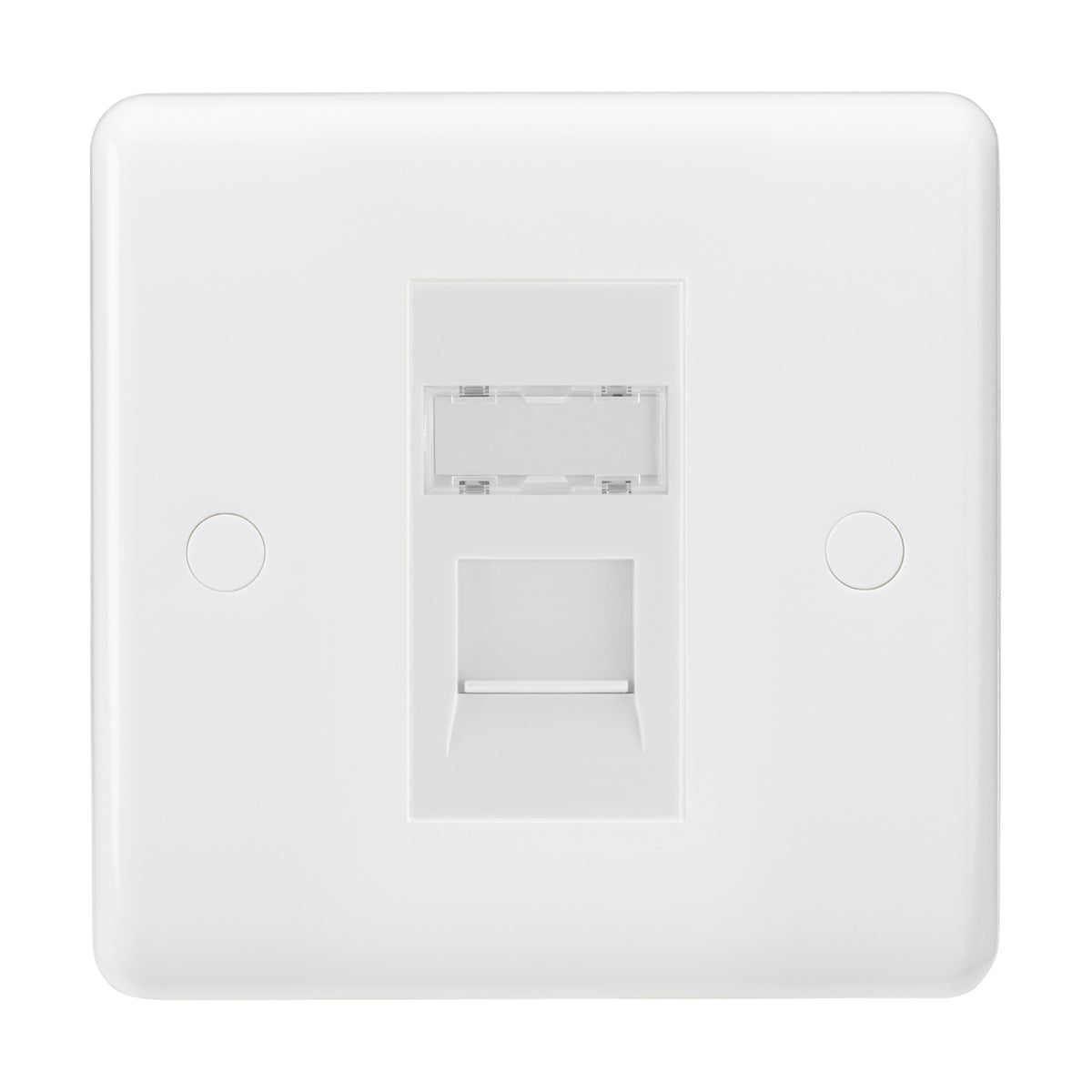White Curved Edge 1 Gang RJ45 CAT6 Data Wall Socket White Insert 1 Por ...
