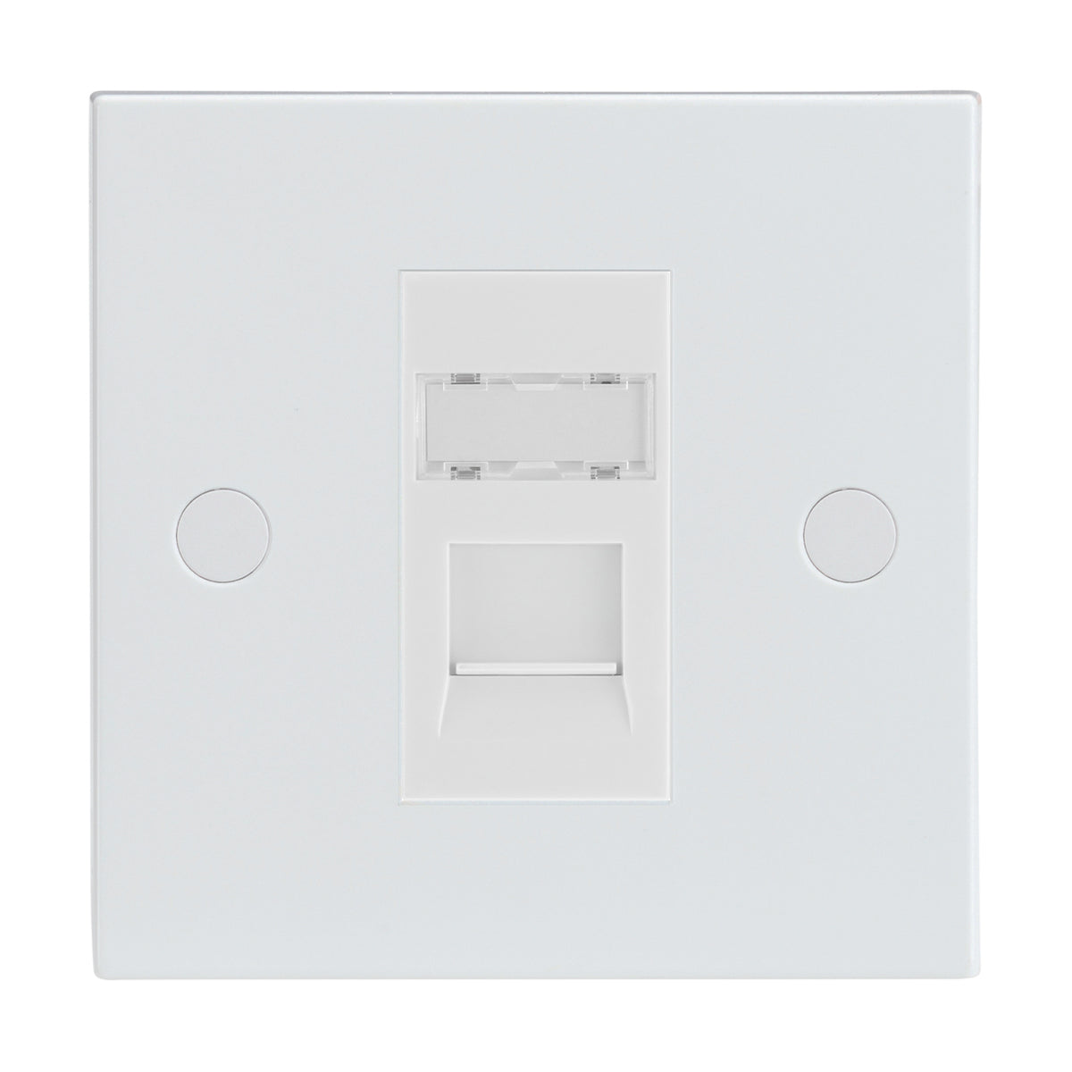 White Square Edge 1 Gang RJ45 CAT6 Data Wall Socket White Insert 1 Por ...
