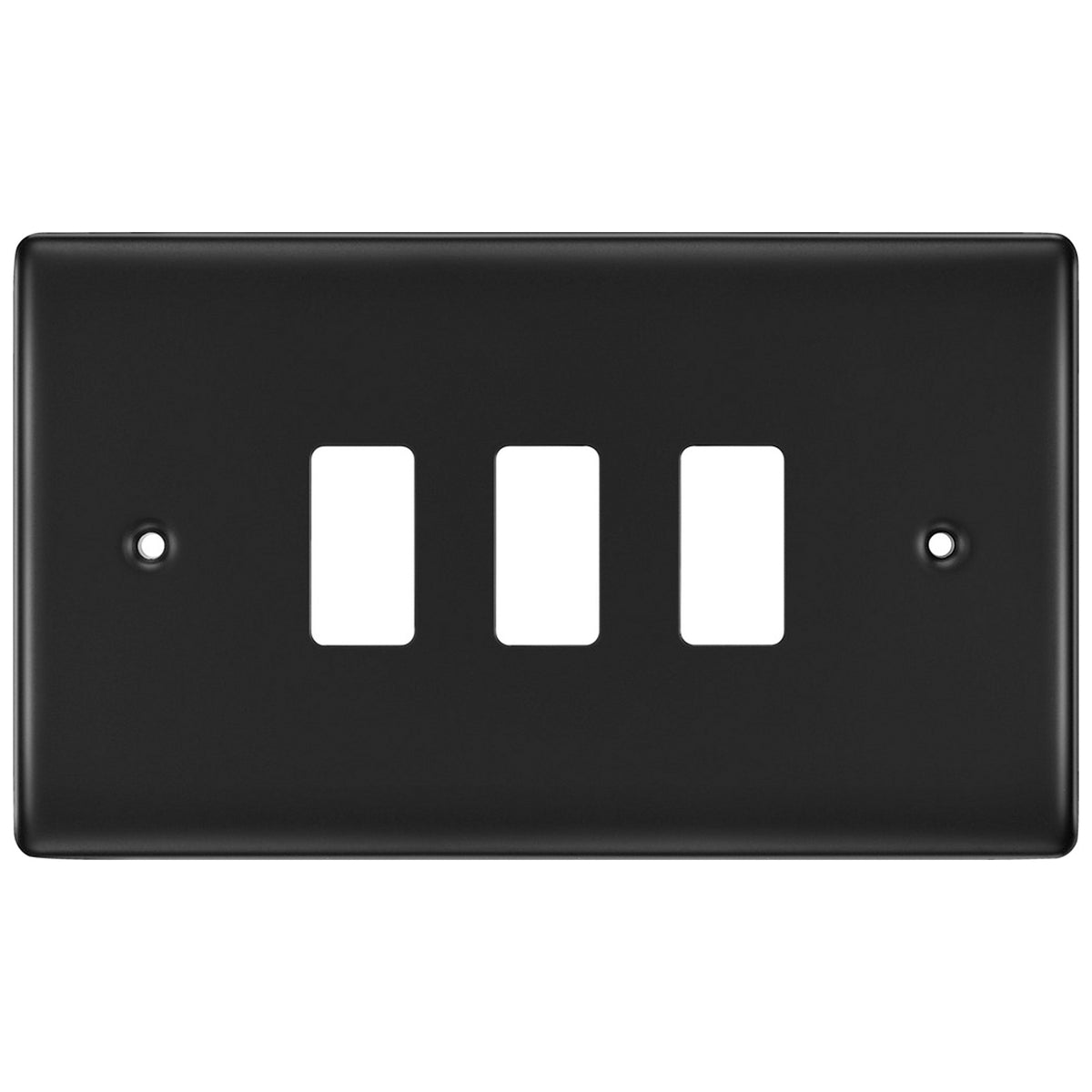 BG Nexus RNFB3 Matt Black Steel 3 Gang Front Cover Plate — Masterlec