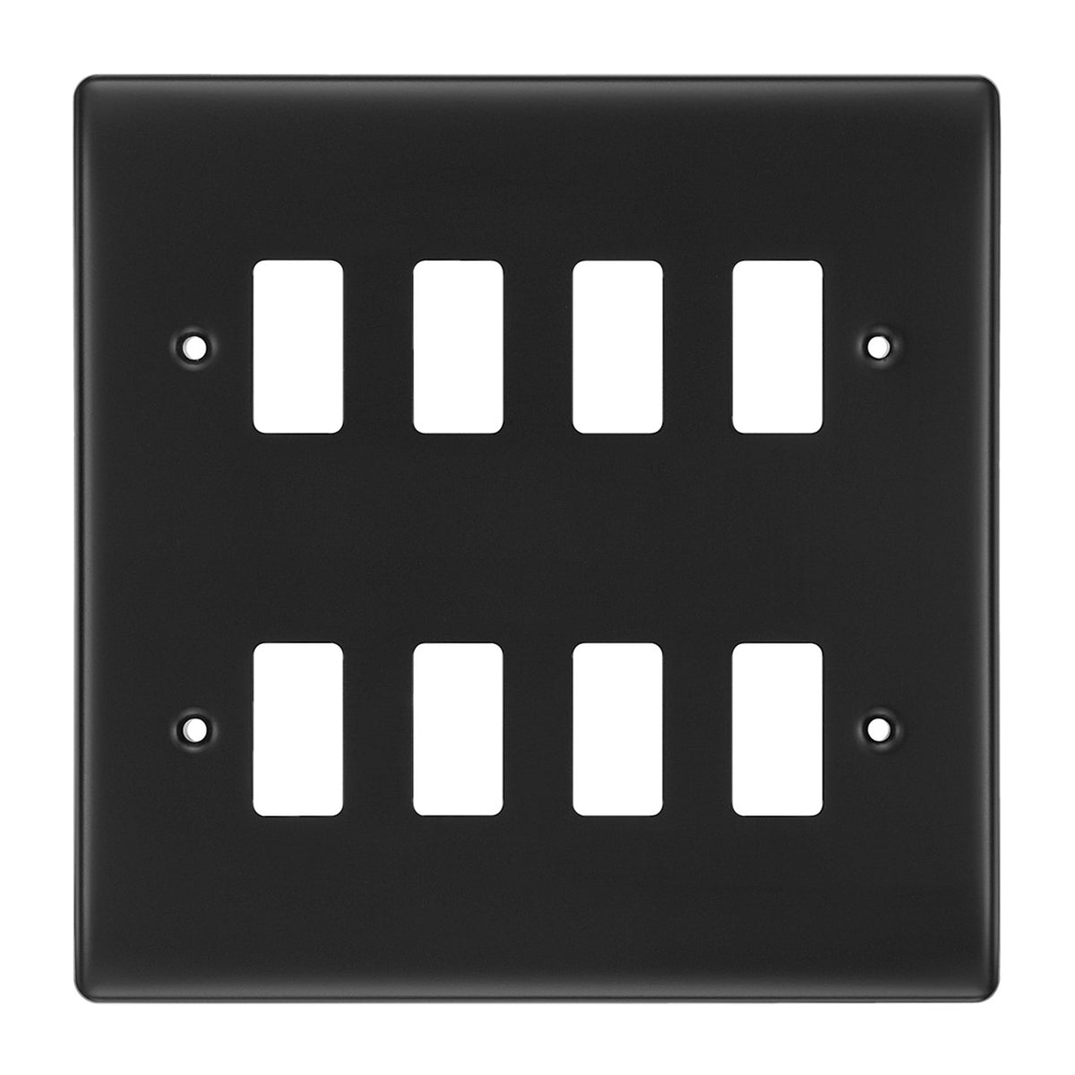 BG Nexus RNFB8 Matt Black Steel 8 Gang Front Cover Plate — Masterlec