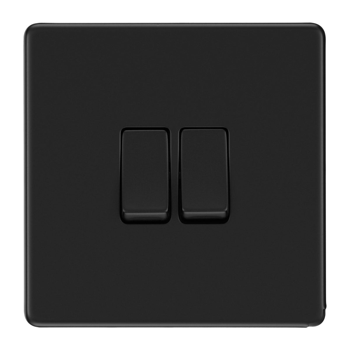 BG Nexus Flatplate Screwless Matt Black Double Light Switch FFB42 20 A ...