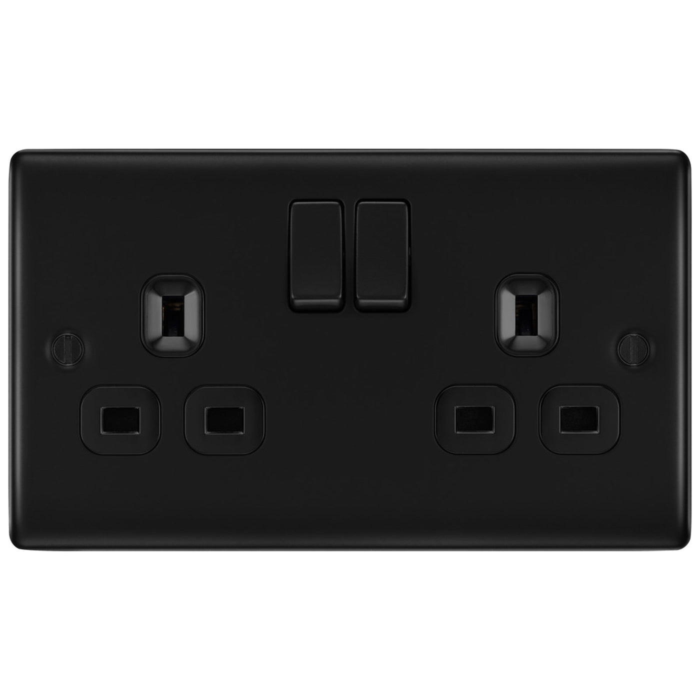 Matt Black 2 Gang 13A Double Socket with 32mm Black Surface Pattress B ...