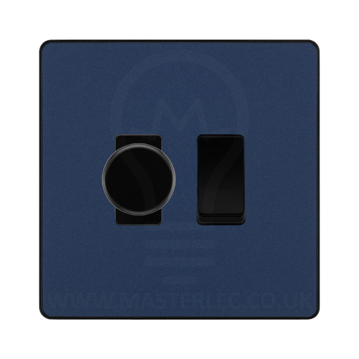 BG Evolve Matt Blue 2 Gang Light Switch 1x Trailing Edge LED Dimmer 1x ...