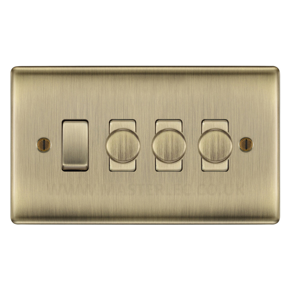 BG Nexus Antique Brass 4 Gang Switch 3x LED Dimmer Module 1x 2 Way Cus ...