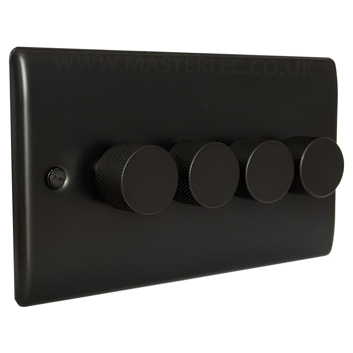 Matt Black 4 Gang Knurled Dimmer Switch with Matt Black Dimmer Knob ...