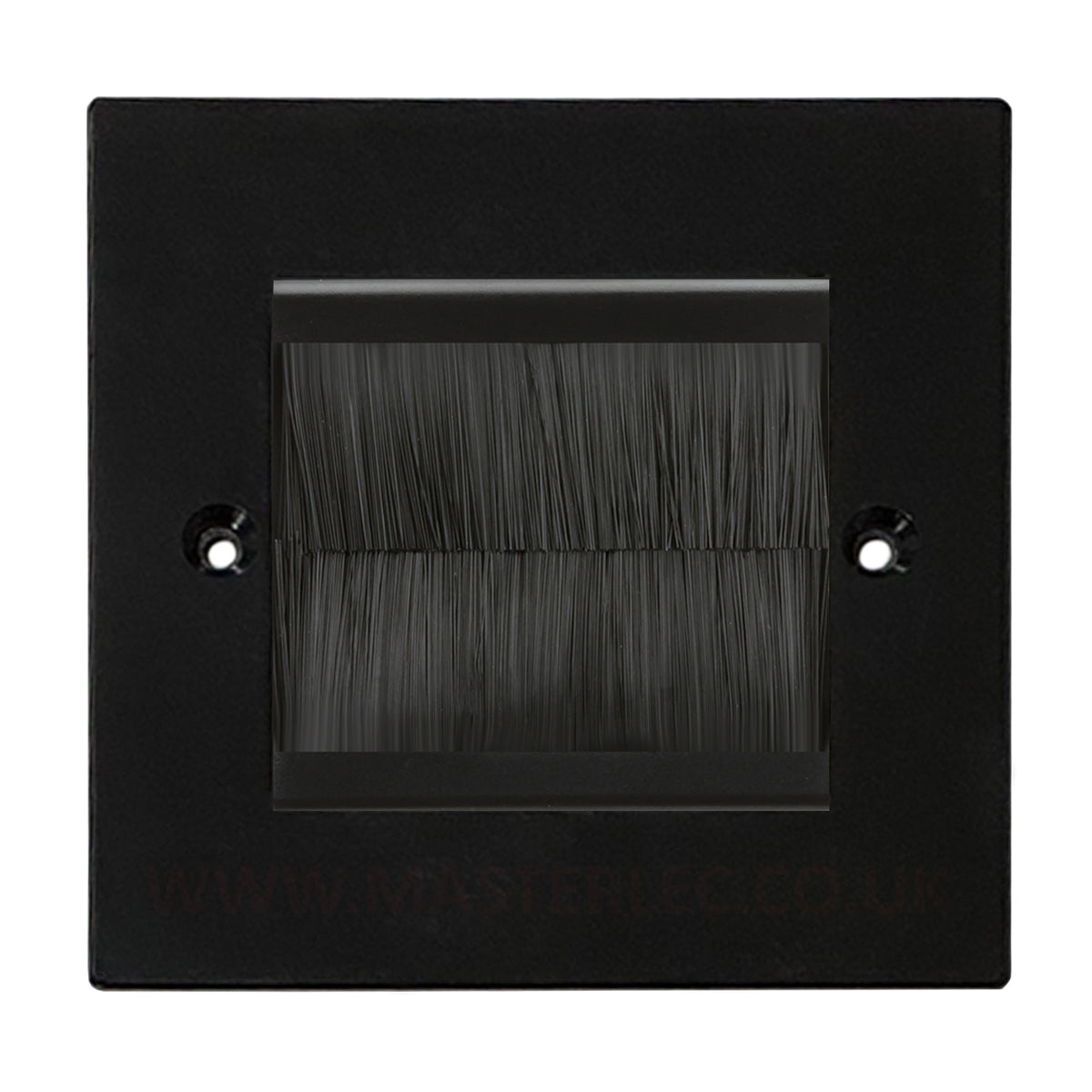 Black Single 2 Gang Brush Cable Entry Wall Plate TV Black Insert Squar ...