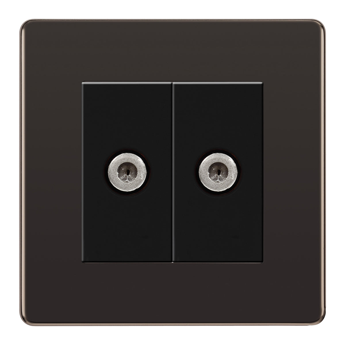 BG Nexus Screwless Black Nickel 2 Gang Satellite Sky Socket Black Inse ...
