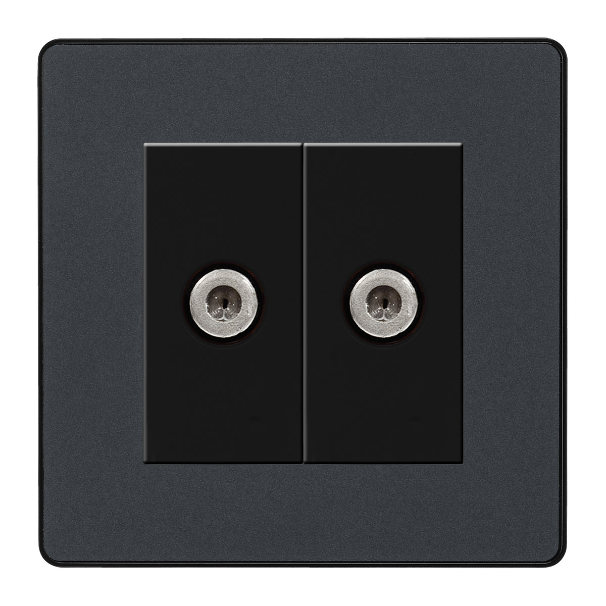BG Evolve Matt Grey 2 Gang Satellite Sky Socket Black Inserts PCDMG642 ...