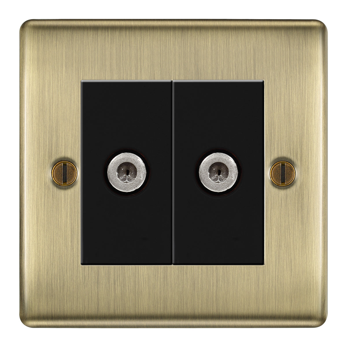 BG Nexus Antique Brass 2 Gang Satellite Sky Socket Black Inserts NAB64 ...