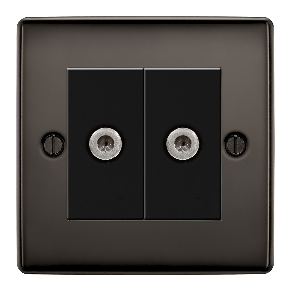 BG Nexus Black Nickel 2 Gang Satellite Sky Socket Black Inserts NBN642 ...