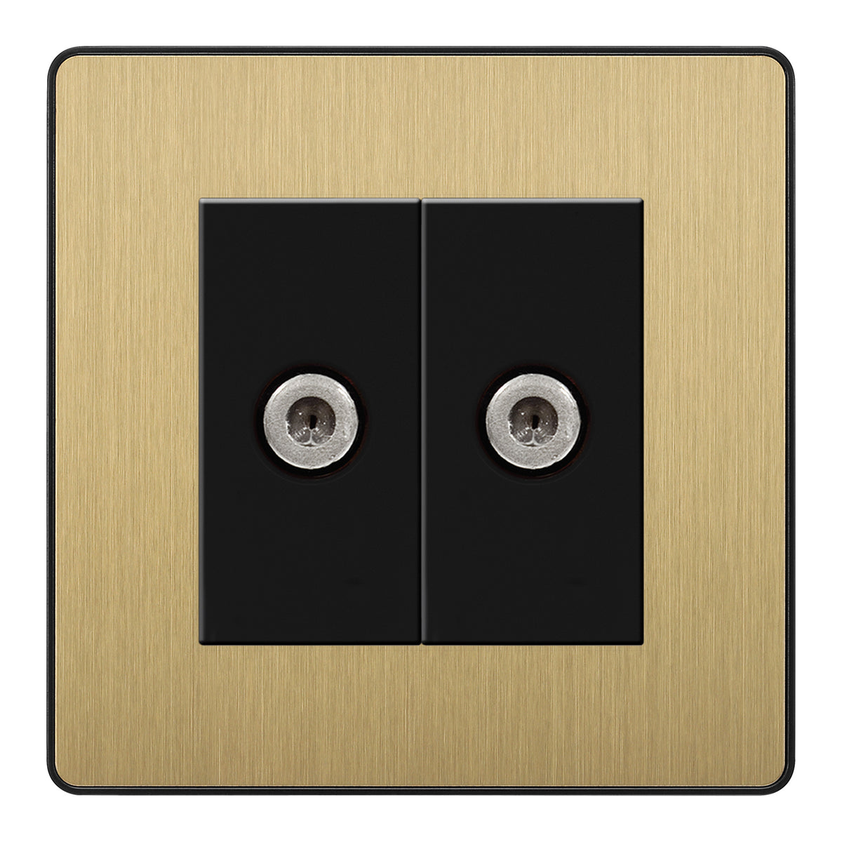 BG Evolve Satin Brass 2 Gang Satellite Sky Socket Black Inserts PCDSB6 ...