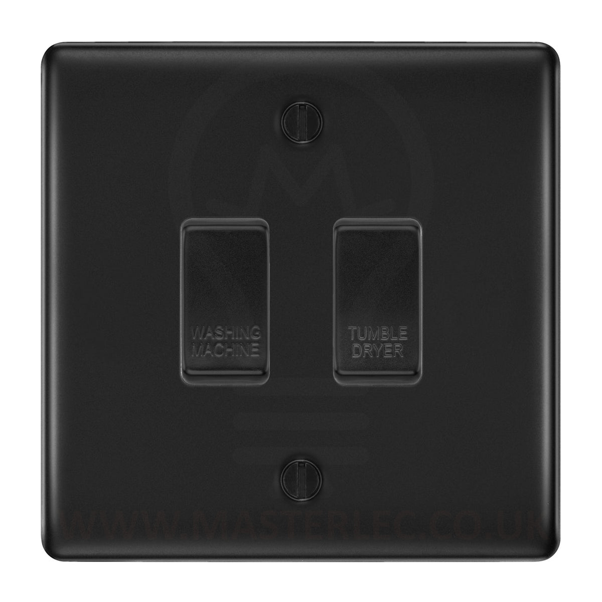 BG Matt Black 2 Gang Engraved Appliance Custom Labelled Grid Switch ...