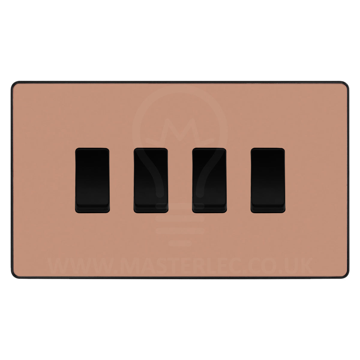 BG Evolve Polished Copper 4 Gang 2 Way Light Switch PCDCP44B — Masterlec