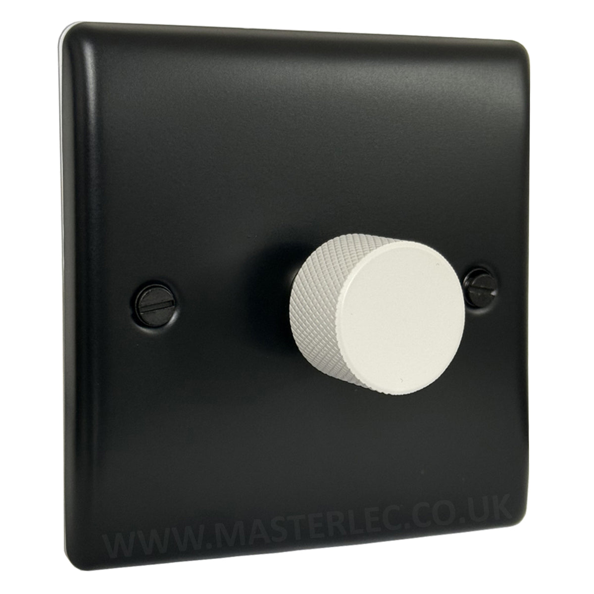 Matt Black 1 Gang Knurled Dimmer Switch with Matt White Dimmer Knob ...