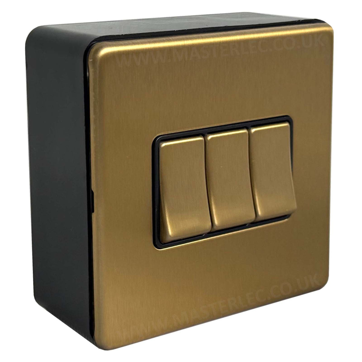 Antique Gold / Satin Brass Screwless 3 Gang Triple Light Switch & 32mm ...