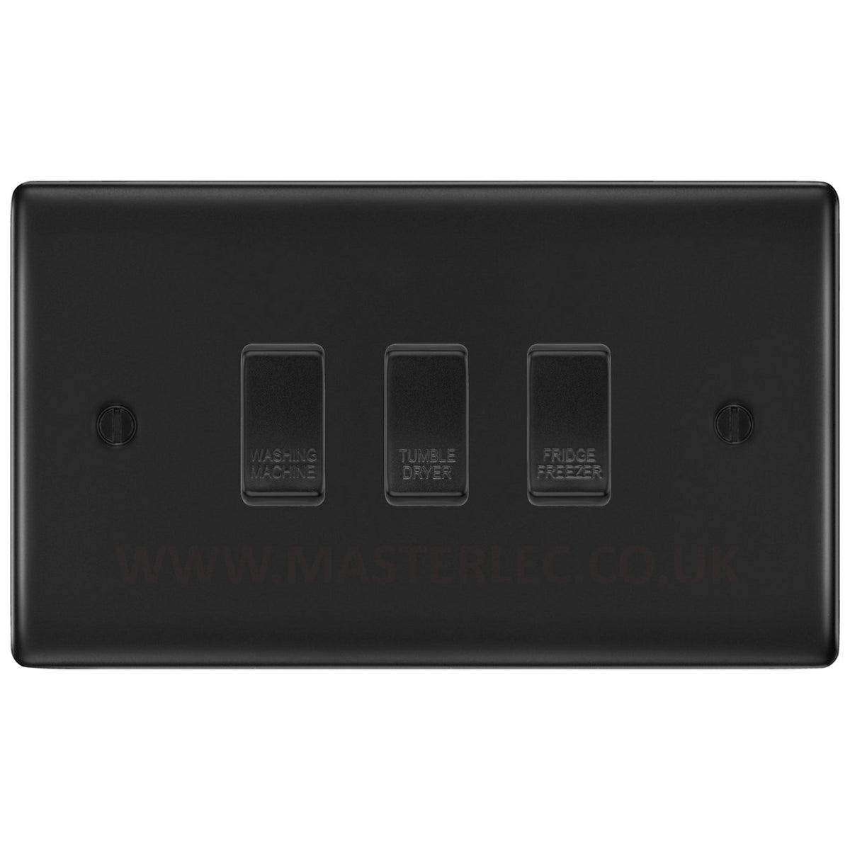 BG Matt Black 3 Gang Engraved Appliance Custom Labelled Grid Switch ...