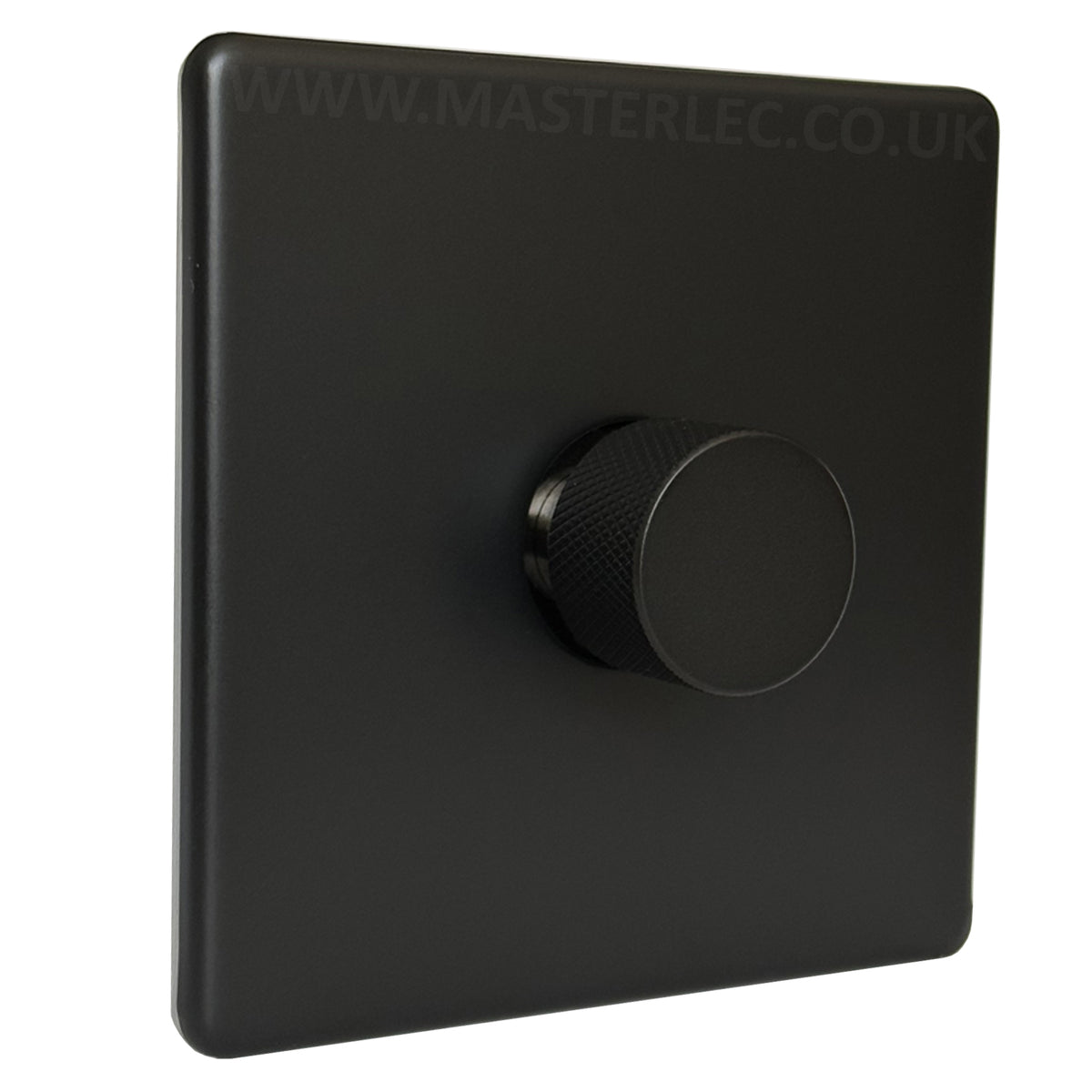 Matt Black Screwless Single 1 Gang Dimmer Switch with Matt Black Knurl ...