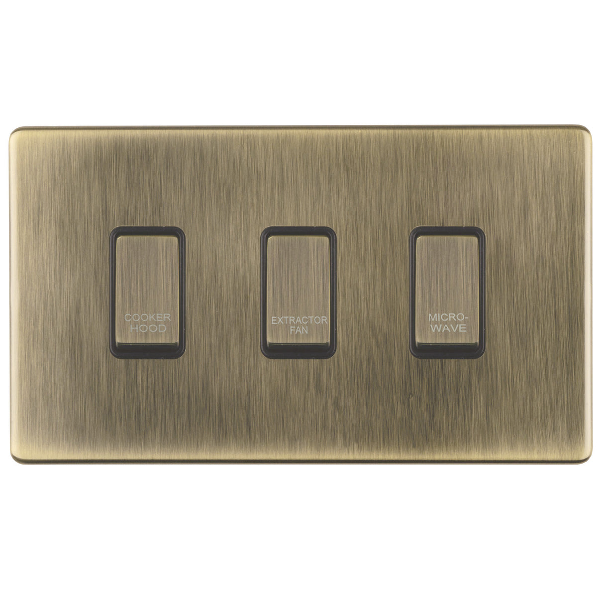 Antique Brass Screwless Custom Labelled Kitchen Appliance Grid Switch ...