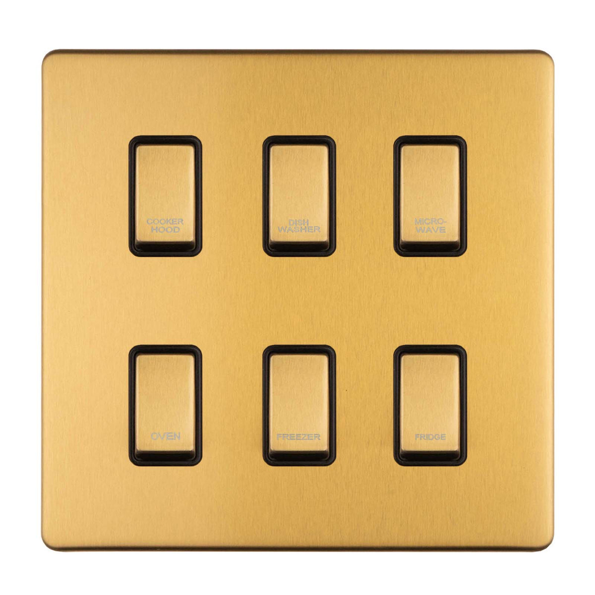 Antique Gold Screwless Custom Labelled Kitchen Appliance Grid Switch 6 ...