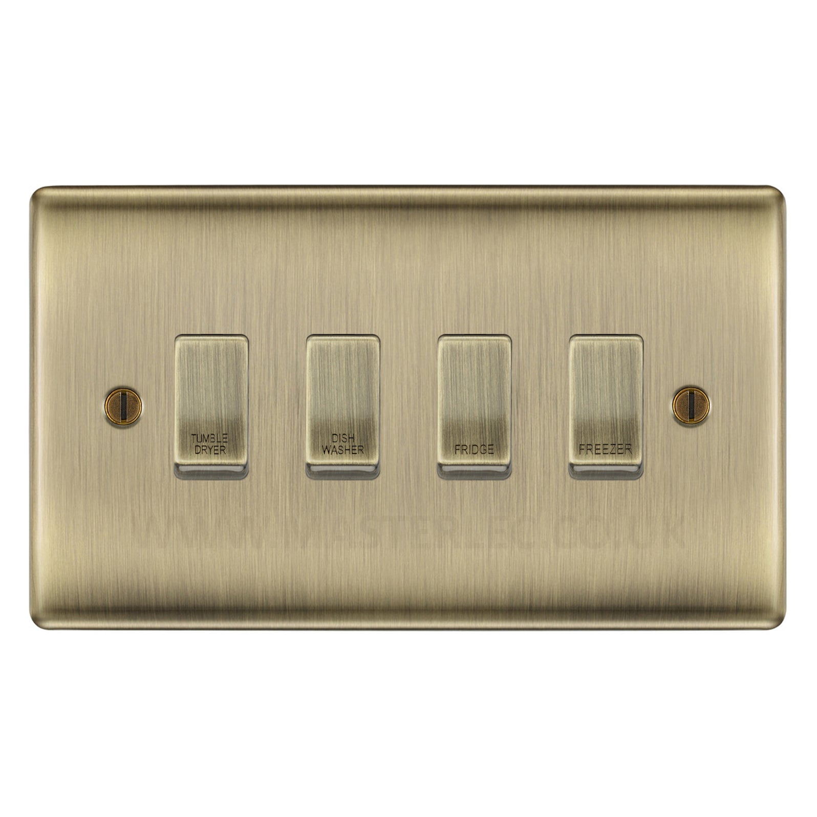 BG Antique Brass Custom Grid Switch Panel Labelled Kitchen Appliance 4 ...