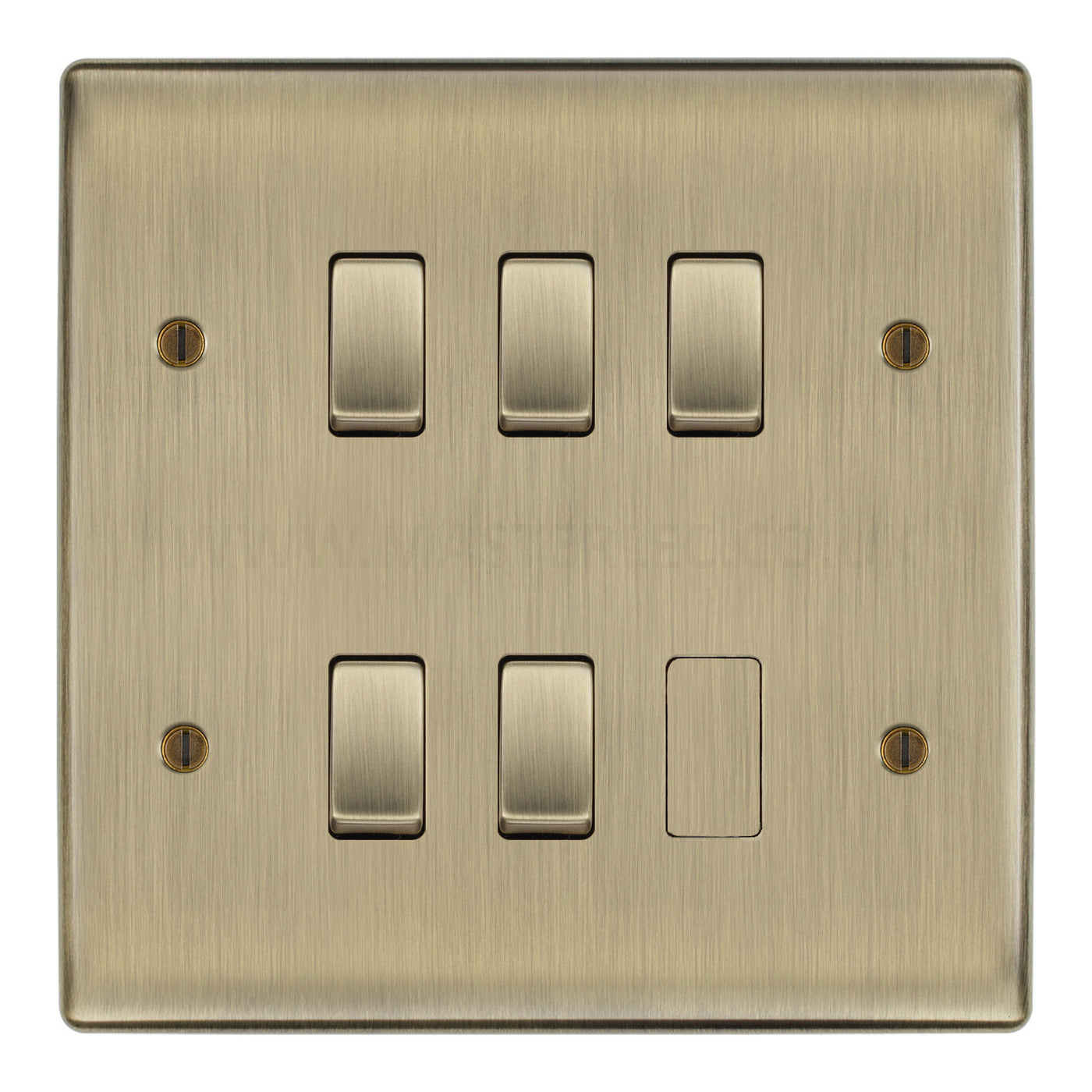 BG Antique Brass 5 Gang 2 Way Custom Grid Light Switch Back Box Includ ...