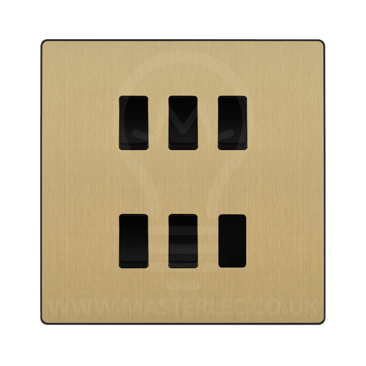 BG Evolve Satin Brass 5 Gang Custom Grid Light Switch — Masterlec