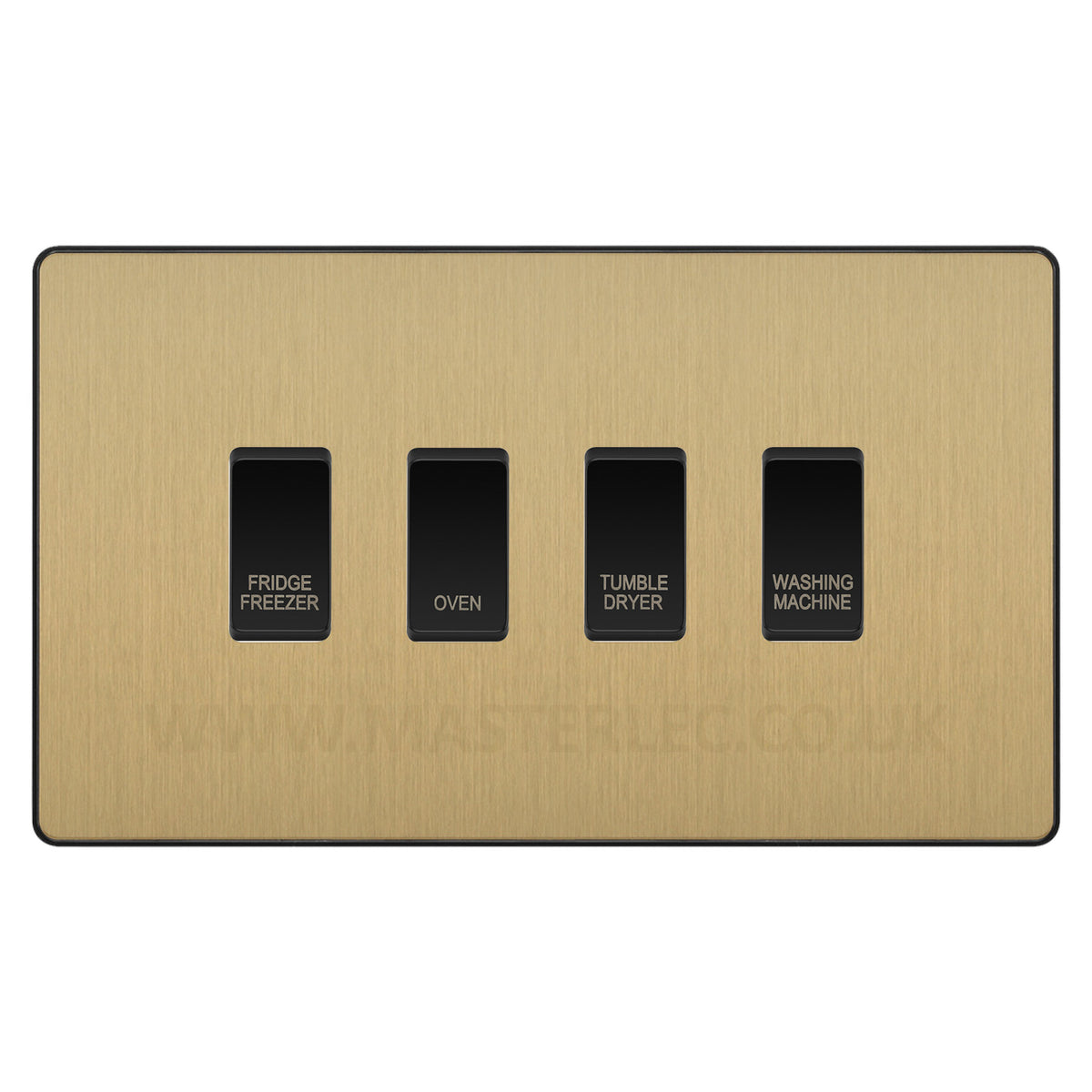 BG Evolve Satin Brass Custom Appliance Grid Switch 4 Gang Screwless ...