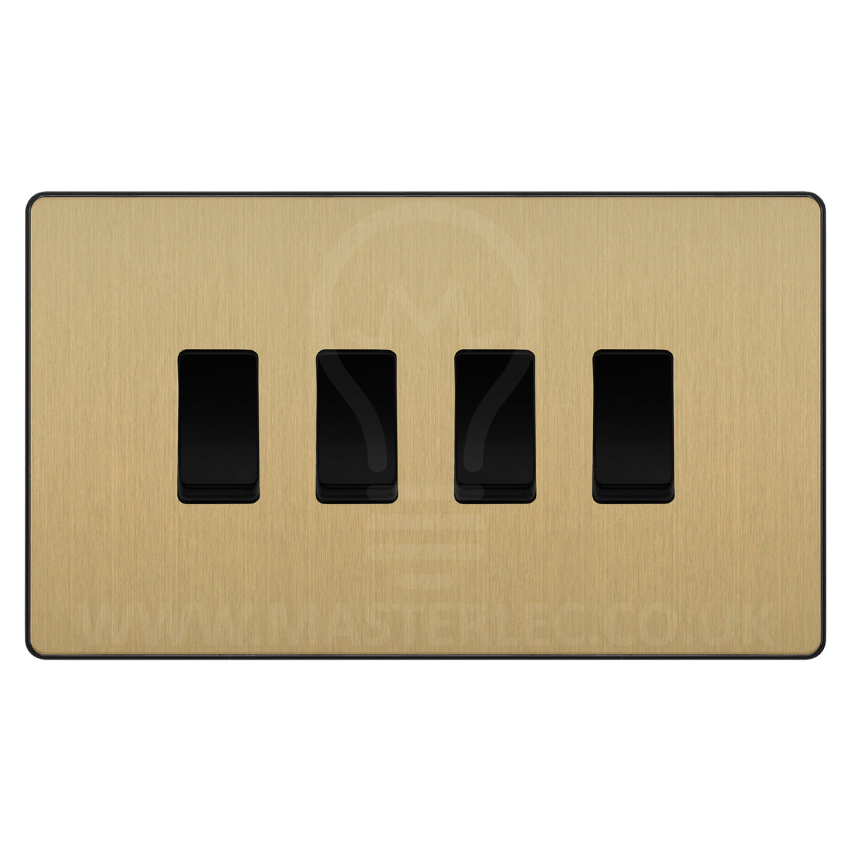 BG Evolve Satin Brass 4 Gang 2 Way Light Switch PCDSB44B — Masterlec