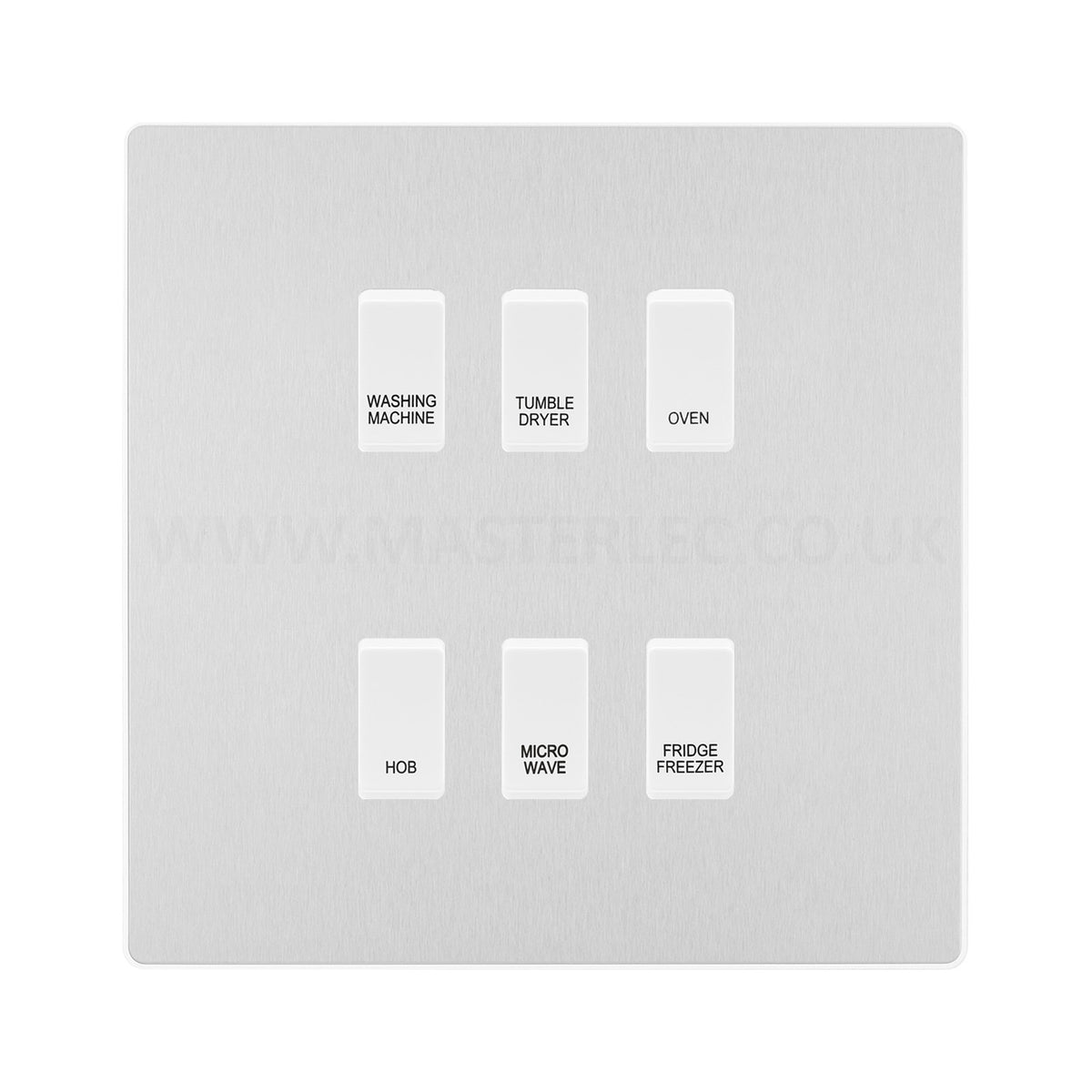 BG Evolve Brushed Steel Custom Appliance Grid Switch 6 Gang Screwless ...