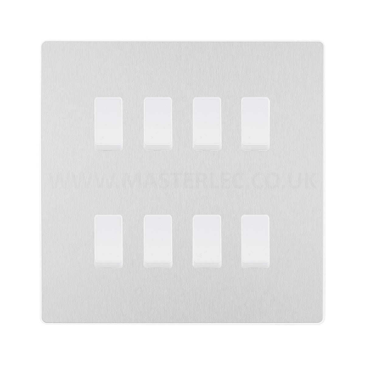 BG Evolve Brushed Steel 8 Gang Custom Grid Light Switch — Masterlec