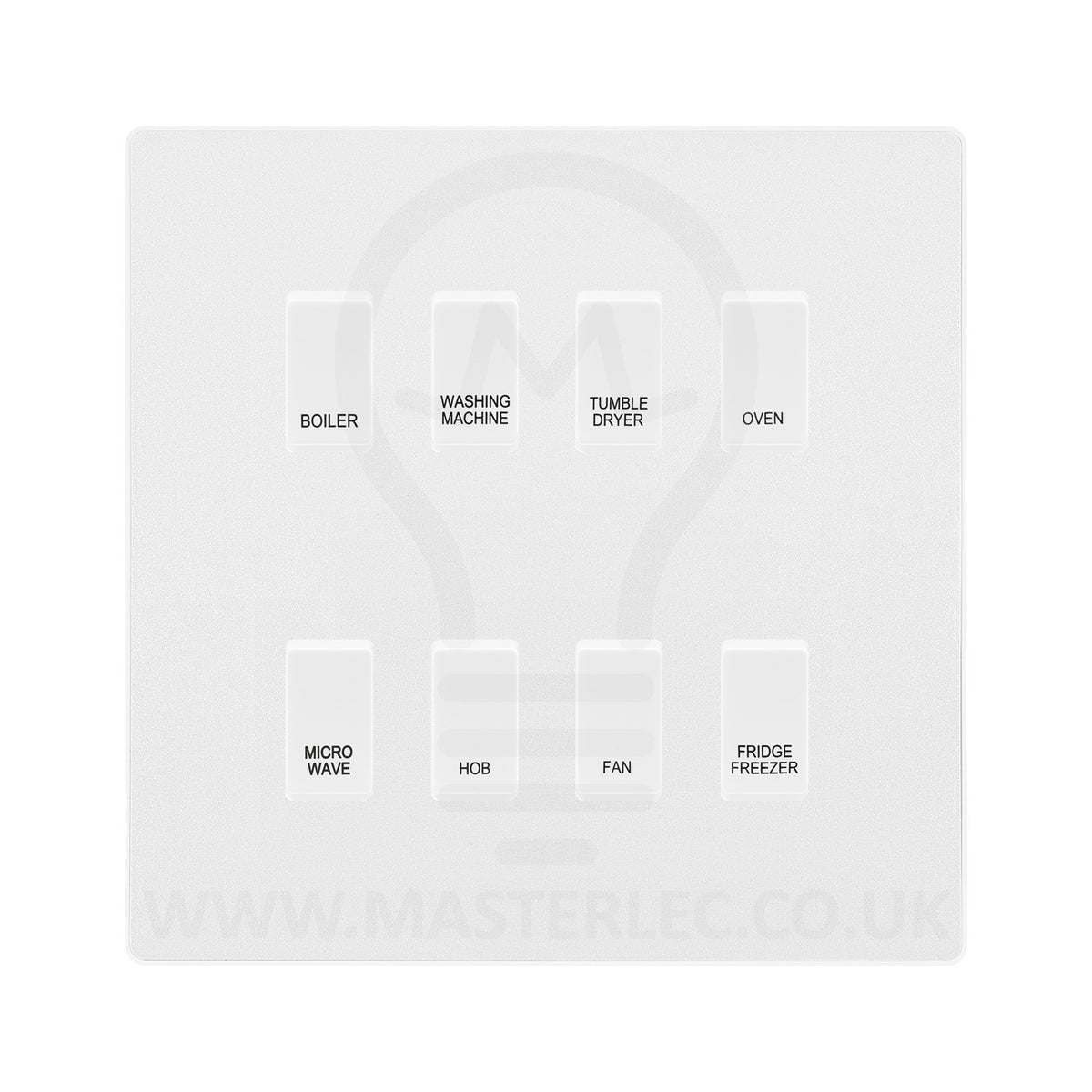 BG Evolve Pearlescent White Custom Appliance Grid Switch 8 Gang Screwl ...