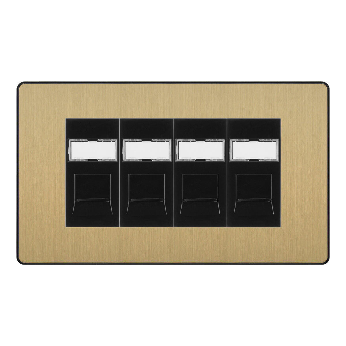 BG Evolve Satin Brass Screwless 4 Gang RJ45 Socket PCDSBRJ454B — Masterlec