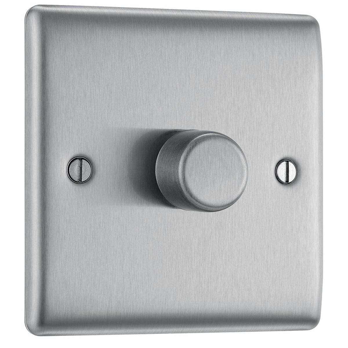 BG Brushed Steel Single Dummy Dimmer Switch 1 Gang 2 Way (Fake Dimmer ...