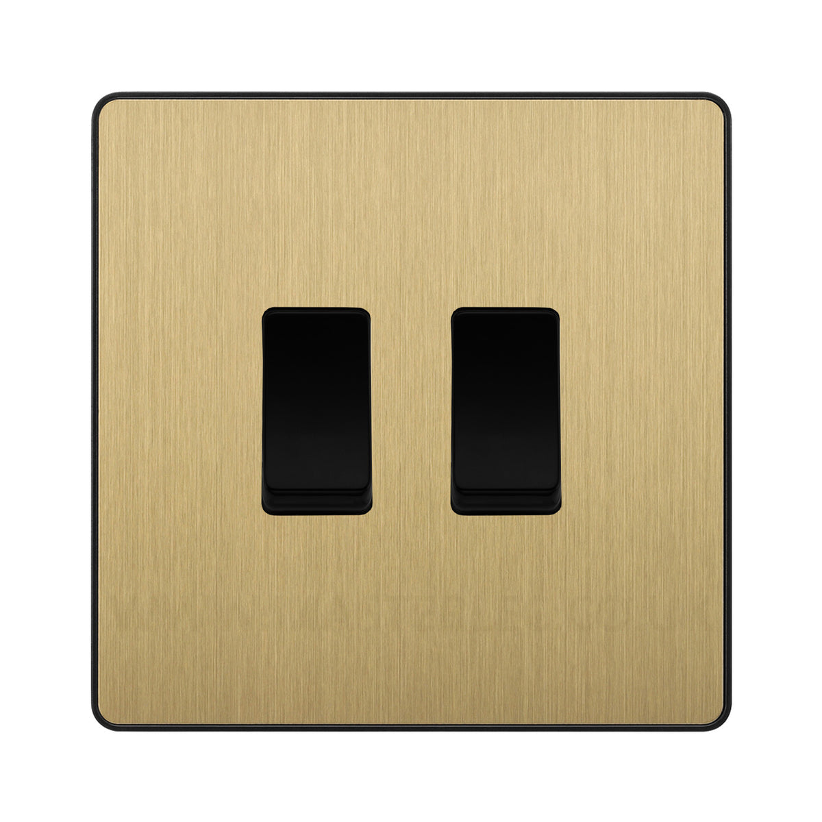 BG Evolve Satin Brass 2 Gang Custom Grid Switch 1x Intermediate 1x 2 W ...