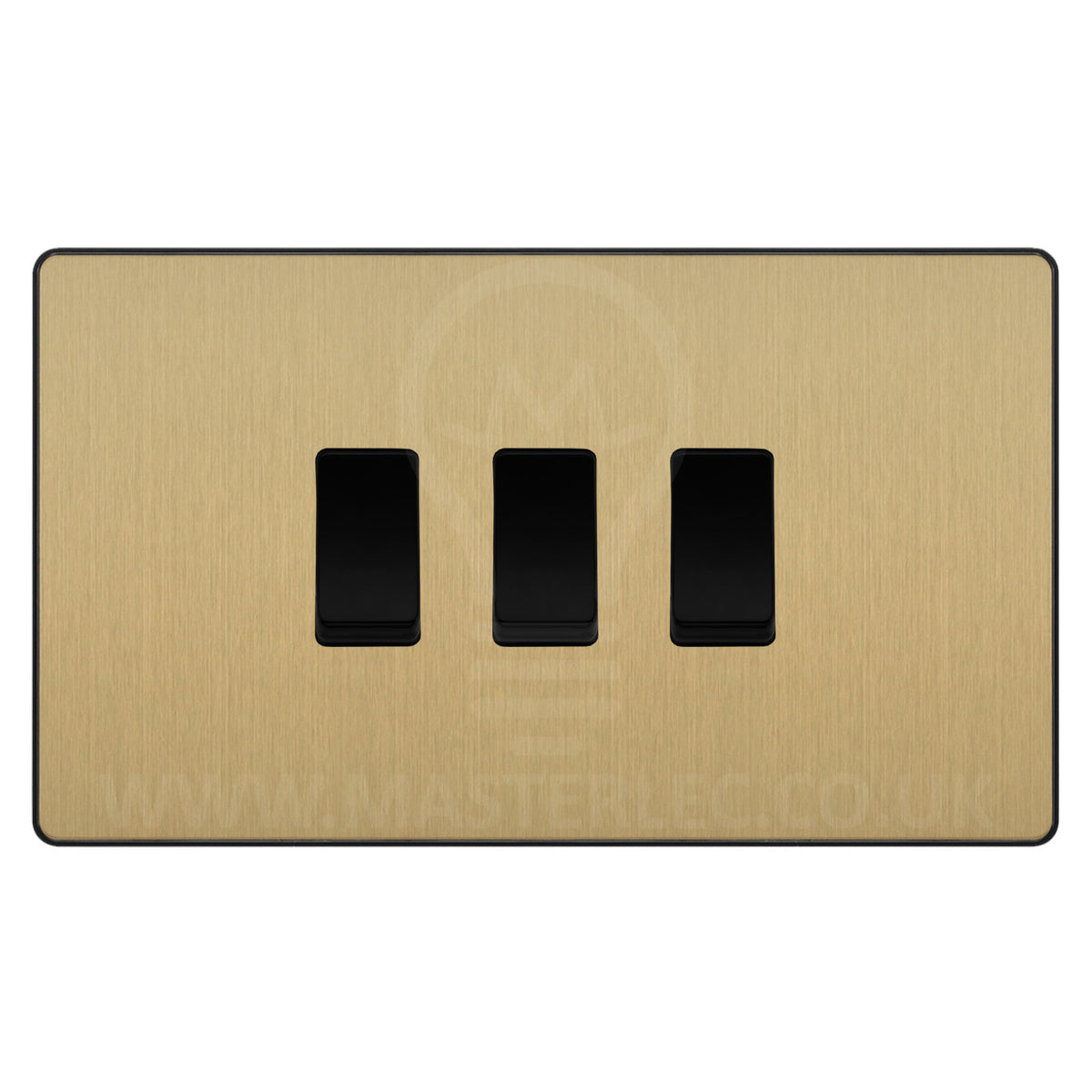 BG Evolve Satin Brass 3 Gang Custom Grid Switch 2x Intermediate 1x 2 W ...