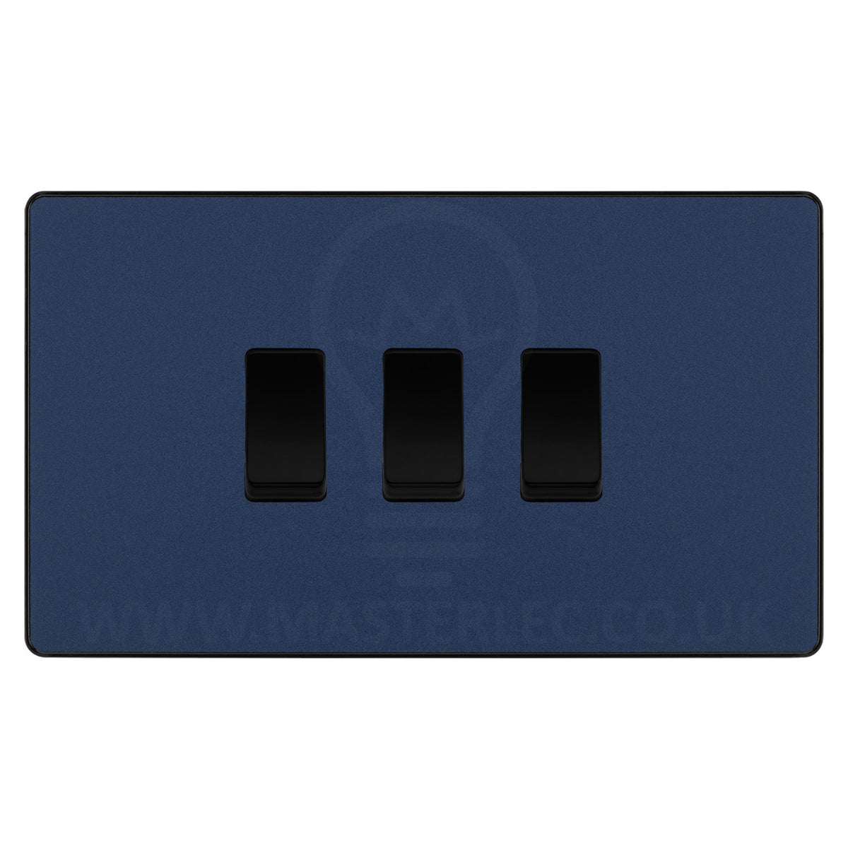 BG Evolve Matt Blue 3 Gang Intermediate Custom Grid Switch — Masterlec