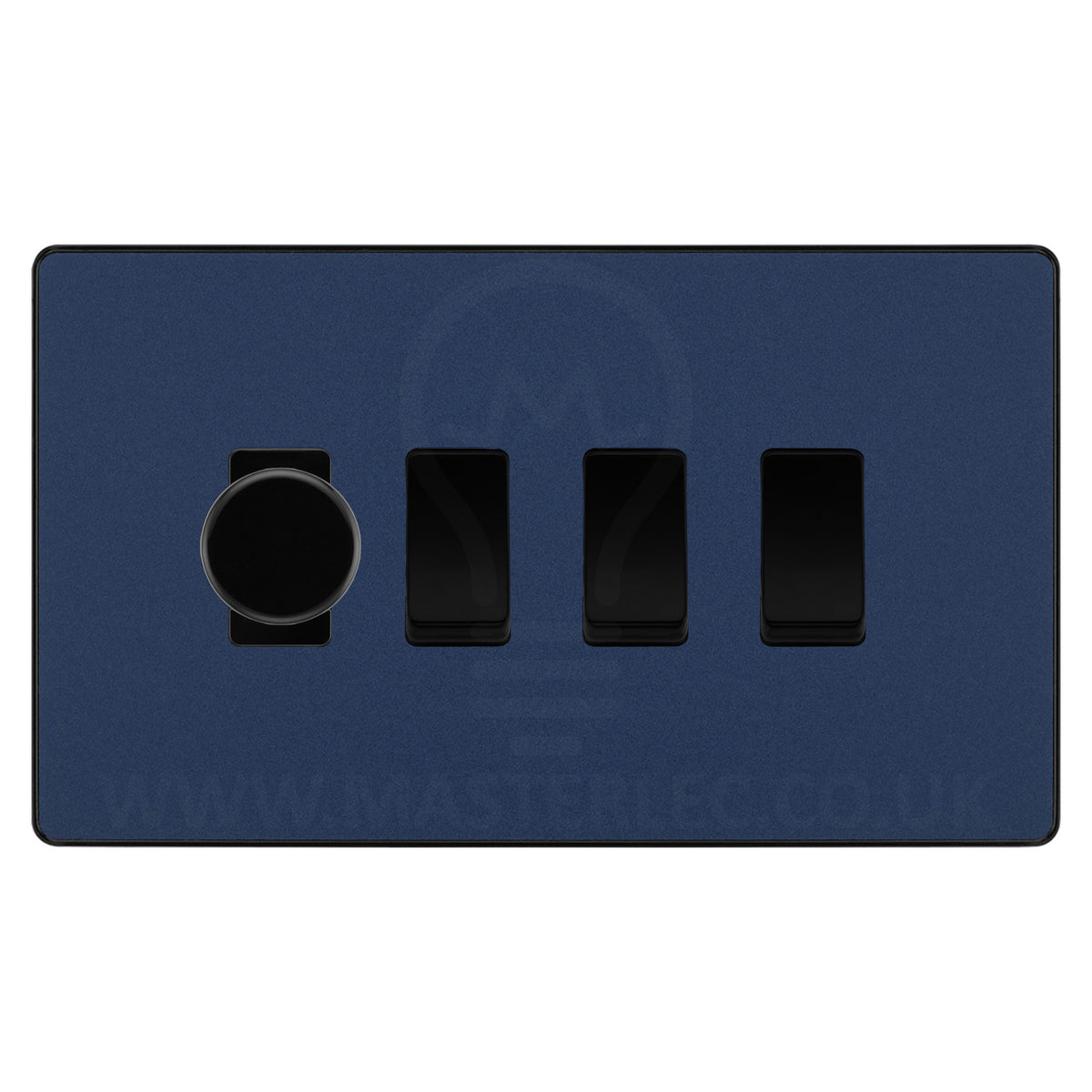 BG Evolve Matt Blue 4 Gang Light Switch 1x Trailing Edge LED Dimmer 3x ...