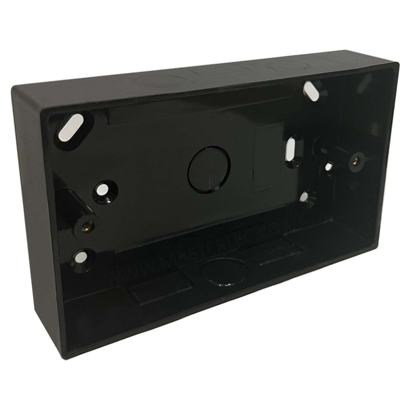 2 Gang Double Black Square Edge Surface Pattress Back Box 32mm Deep ...