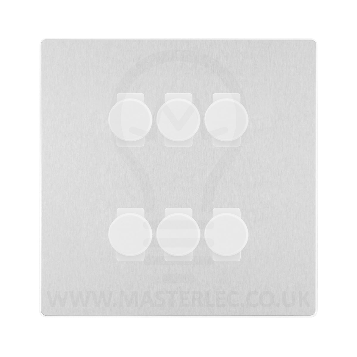 BG Evolve Brushed Steel 6 Gang Trailing Edge LED Dimmer Light Switch 2 ...