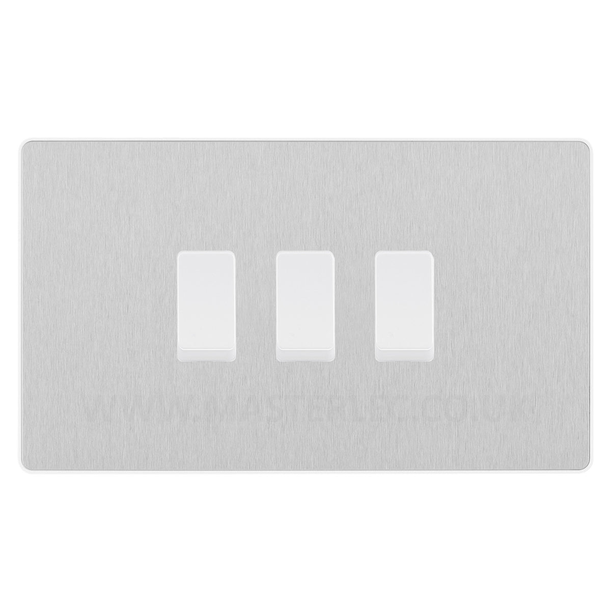 BG Evolve Brushed Steel 3 Gang Intermediate Custom Grid Switch — Masterlec