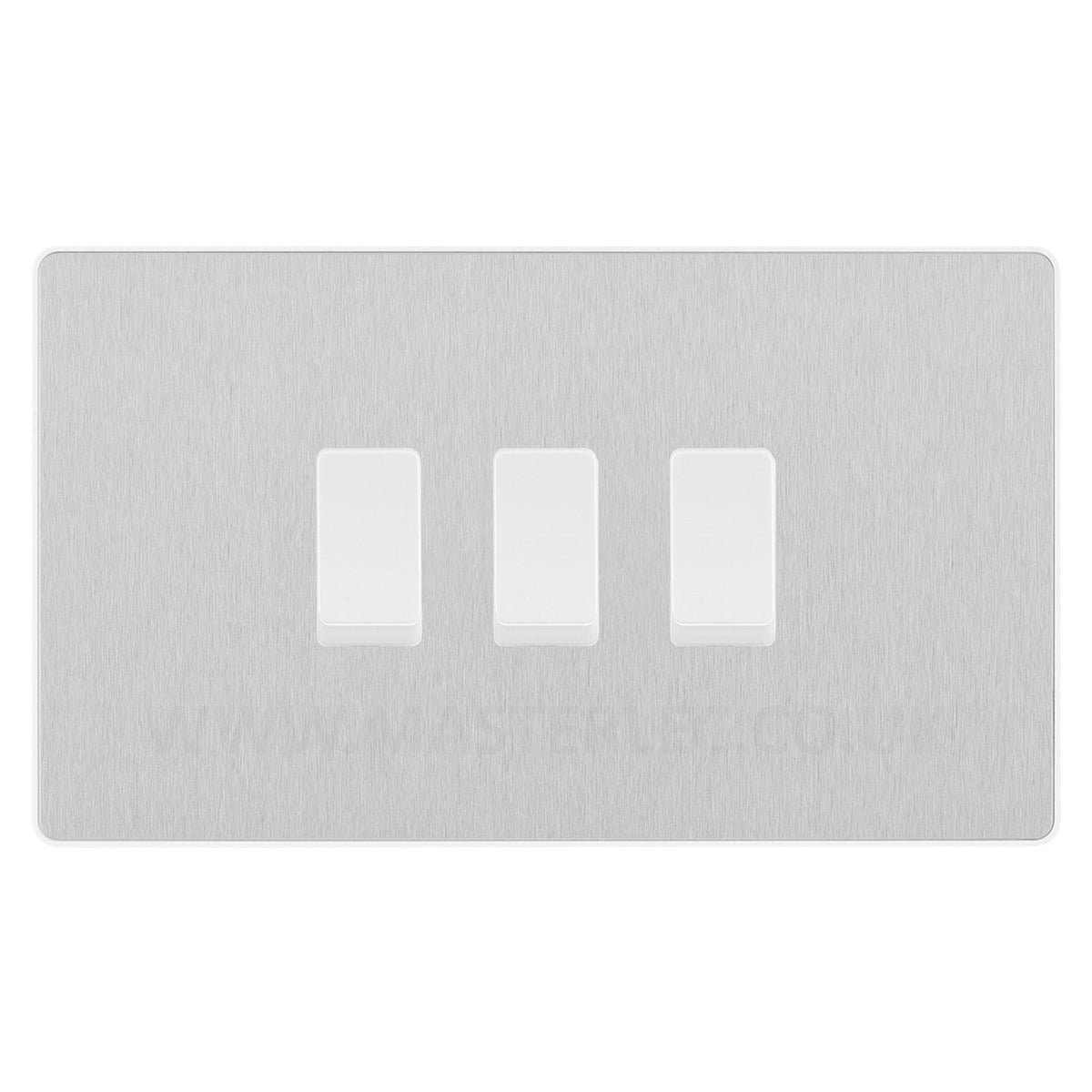 BG Evolve Brushed Steel 3 Gang Custom Grid Light Switch Double Format ...
