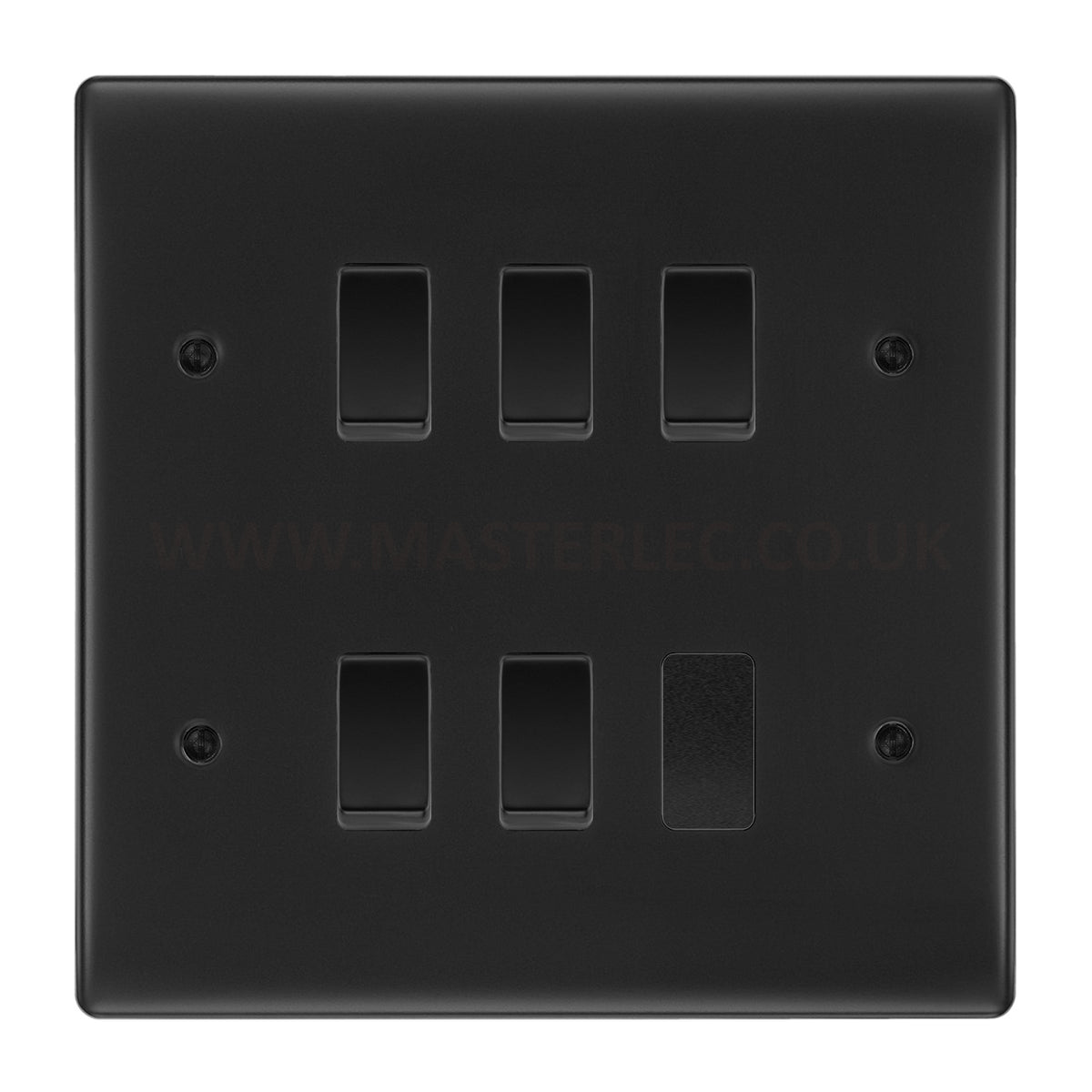 BG Matt Black 5 Gang Light Switch 2 Way Custom Grid Switch — Masterlec