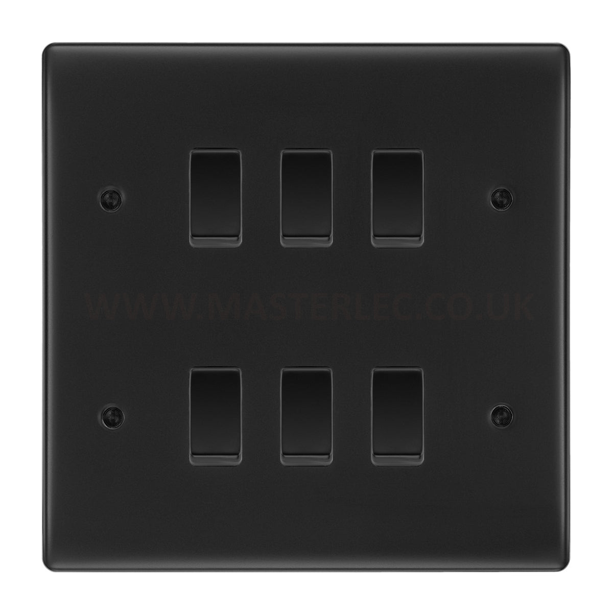 BG Matt Black 6 Gang Light Switch 2 Way Custom Grid Switch — Masterlec