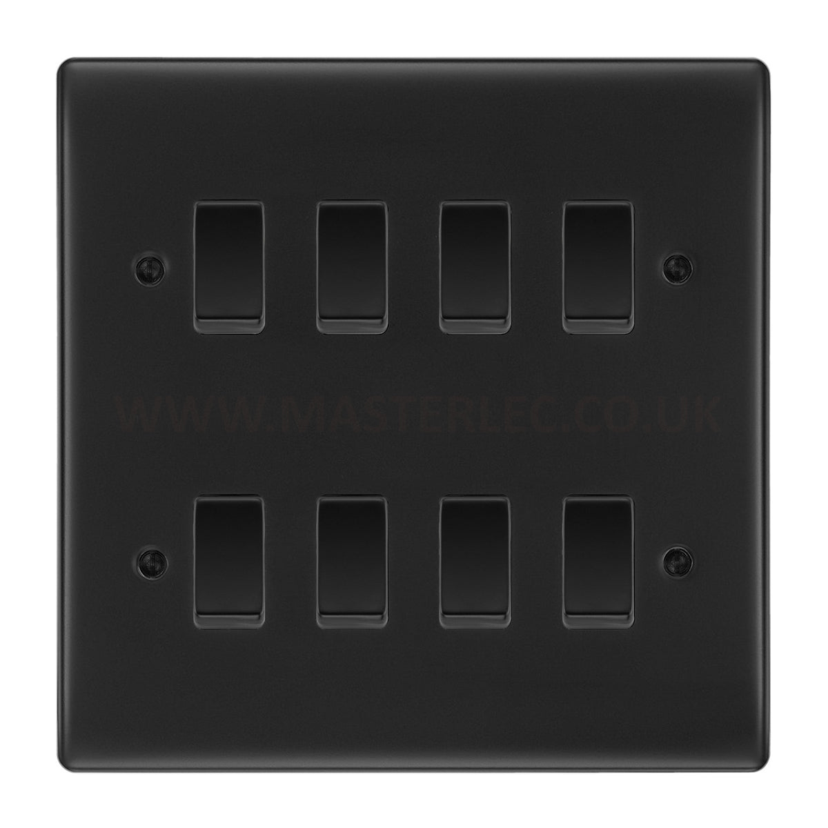 BG Matt Black 8 Gang Light Switch 2 Way Custom Grid Switch — Masterlec
